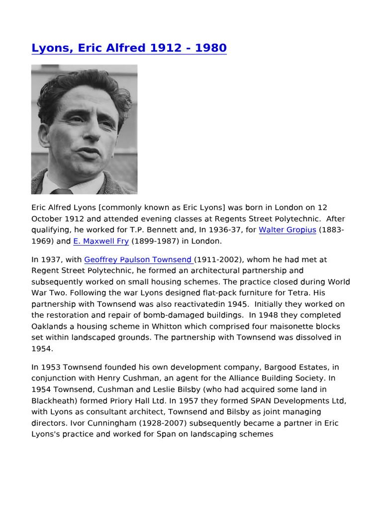 Eric Lyons: Architect of Span Developments | PDF | Architectural Design ...