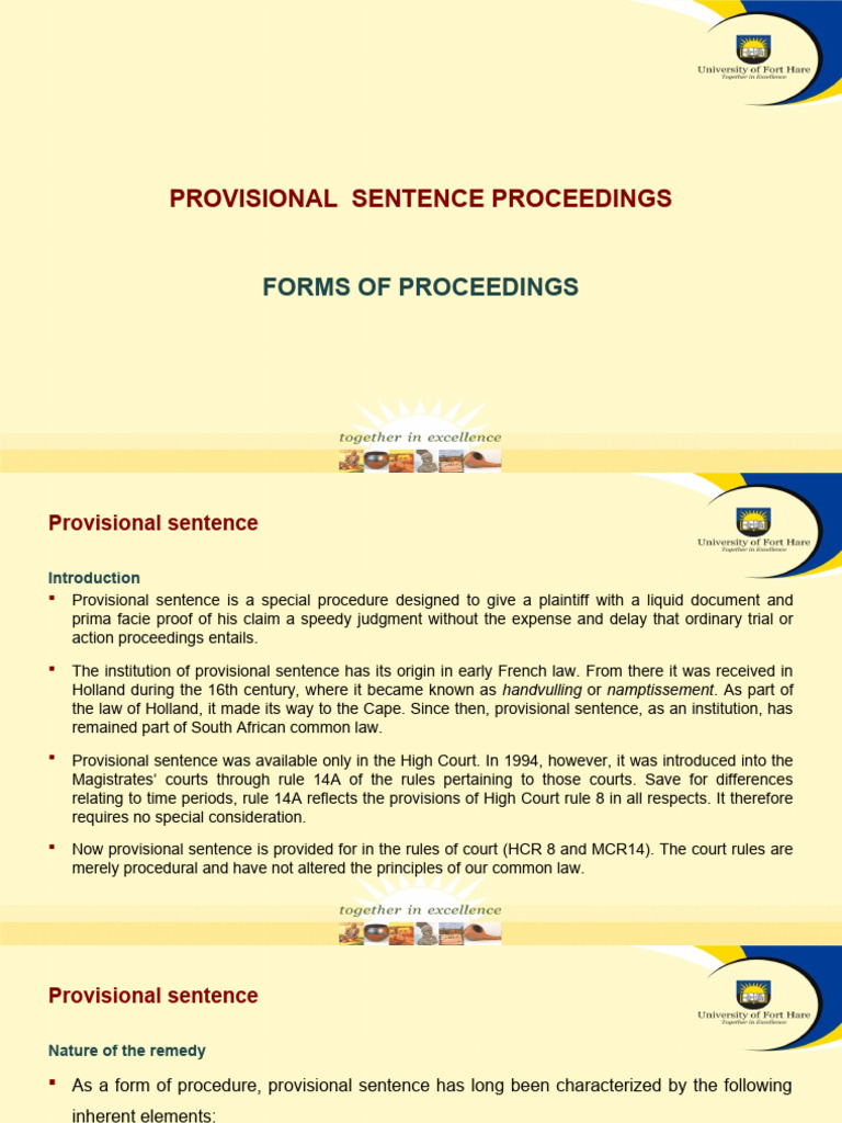 Provisional Sentence.pptx | PDF | Burden Of Proof (Law) | Justice