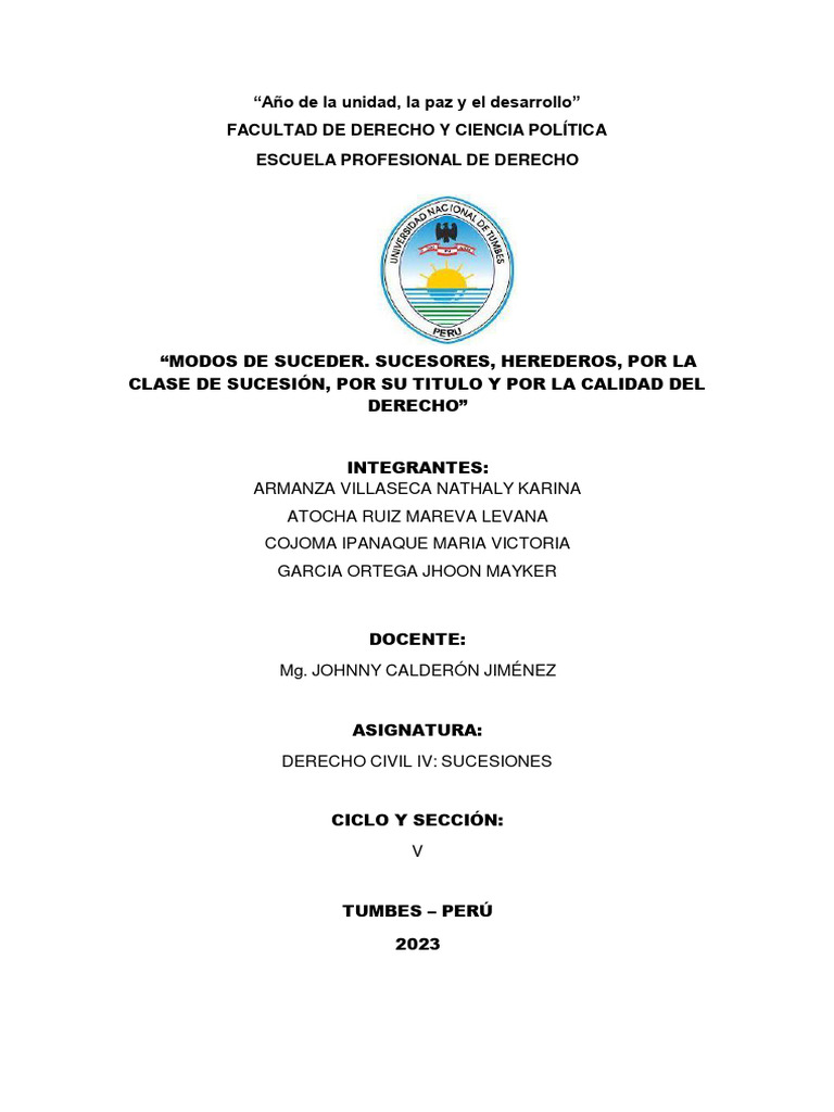 Modos de Suceder | PDF | Parentesco | Herencia