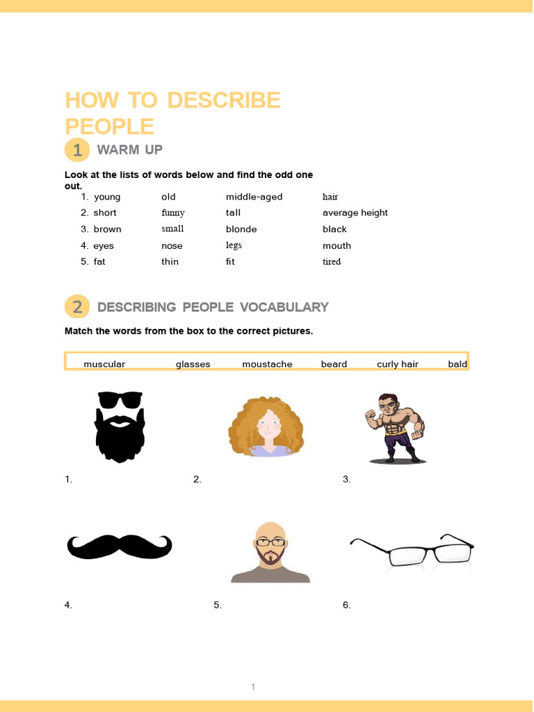 Vocabulary for Describing People | PDF | Hair | Fashion