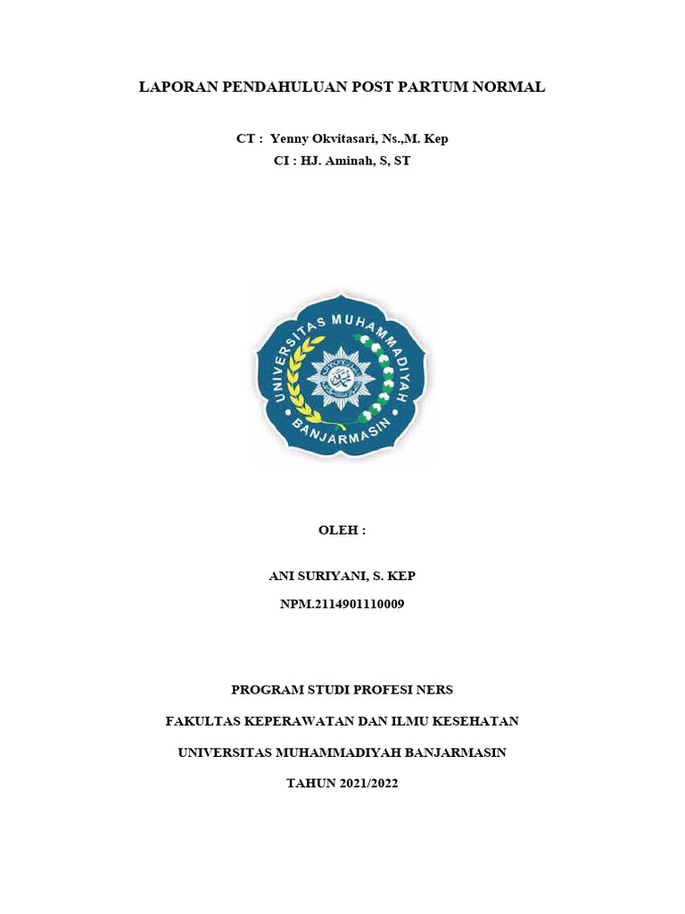 LP Post Partum Normal Ruang VK RSSS Mingu Ke-3 | PDF