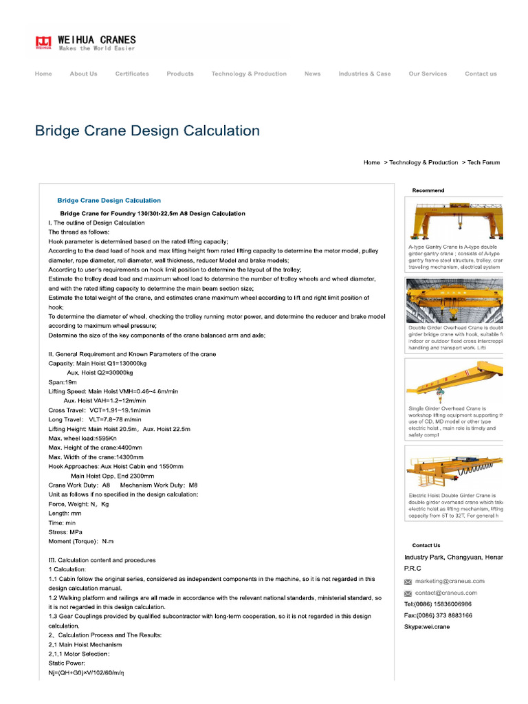 Bridge Crane Design | PDF