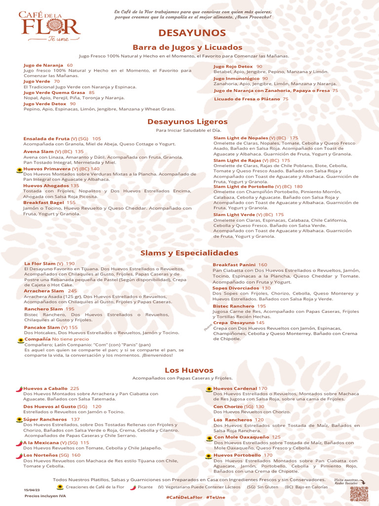 Menú Café de La Flor | PDF