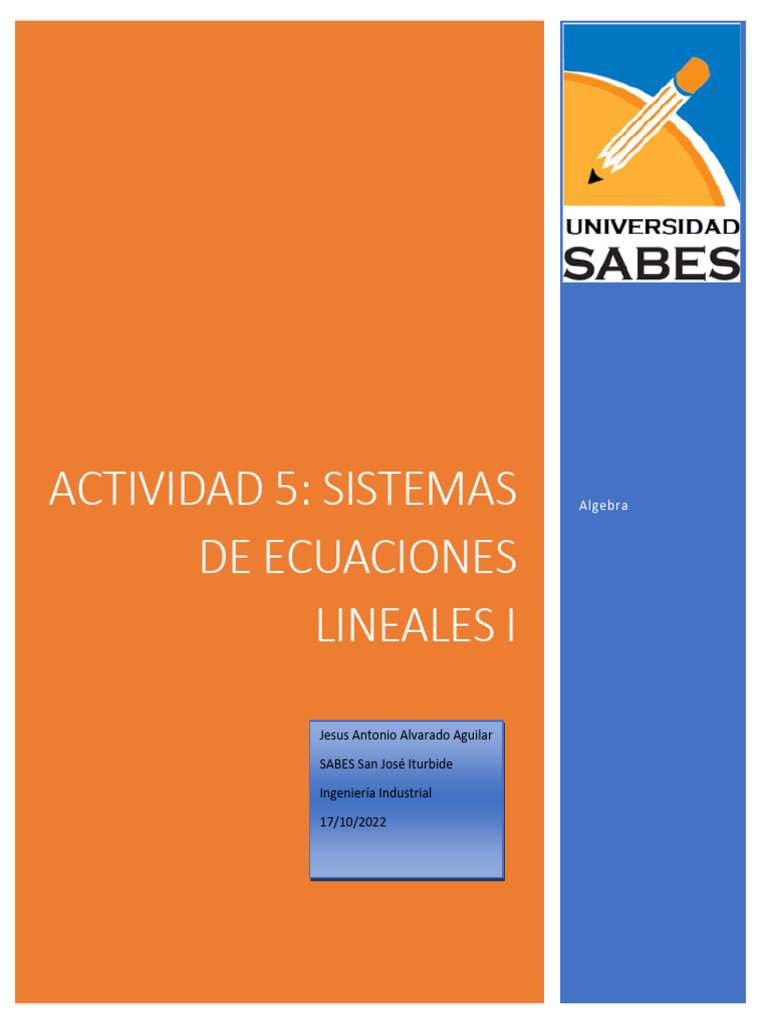 Actividad5 Sistemasdeecuacioneslineales | PDF