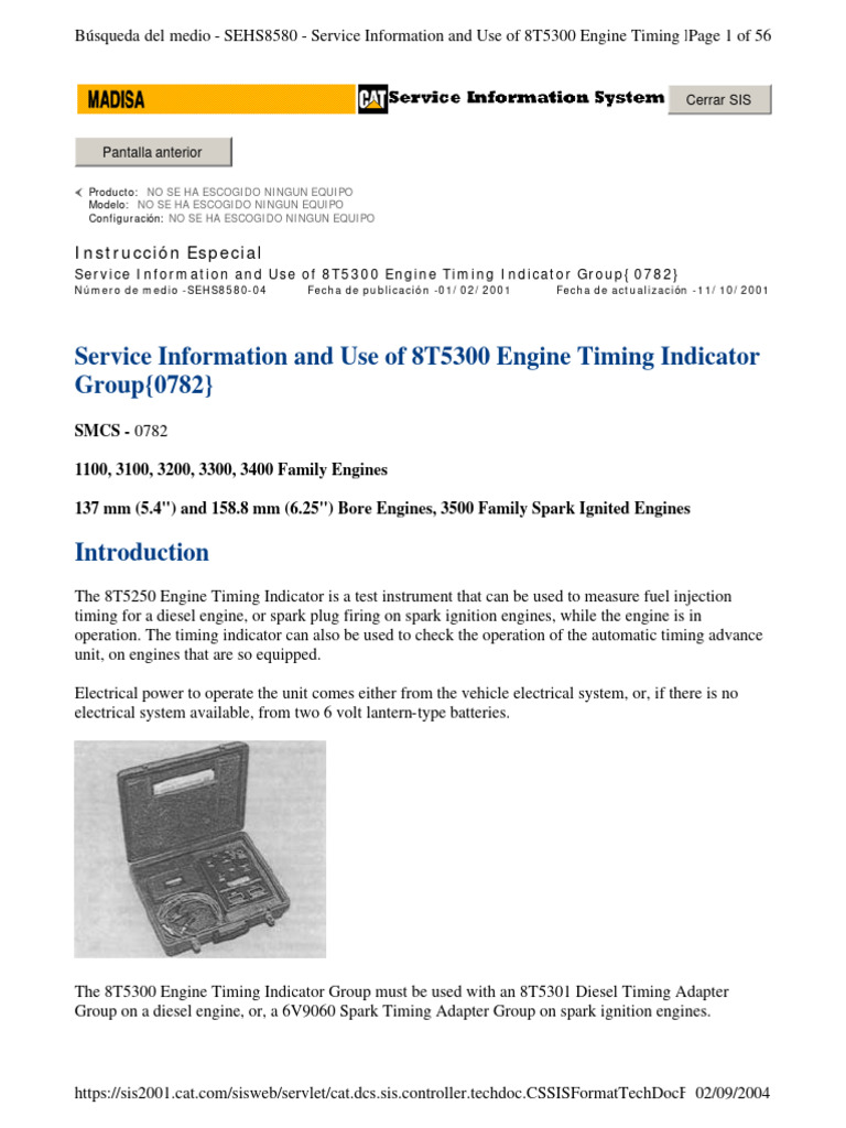 Service Information and Use of 8T5300 Engine Timing Indicator Group ...