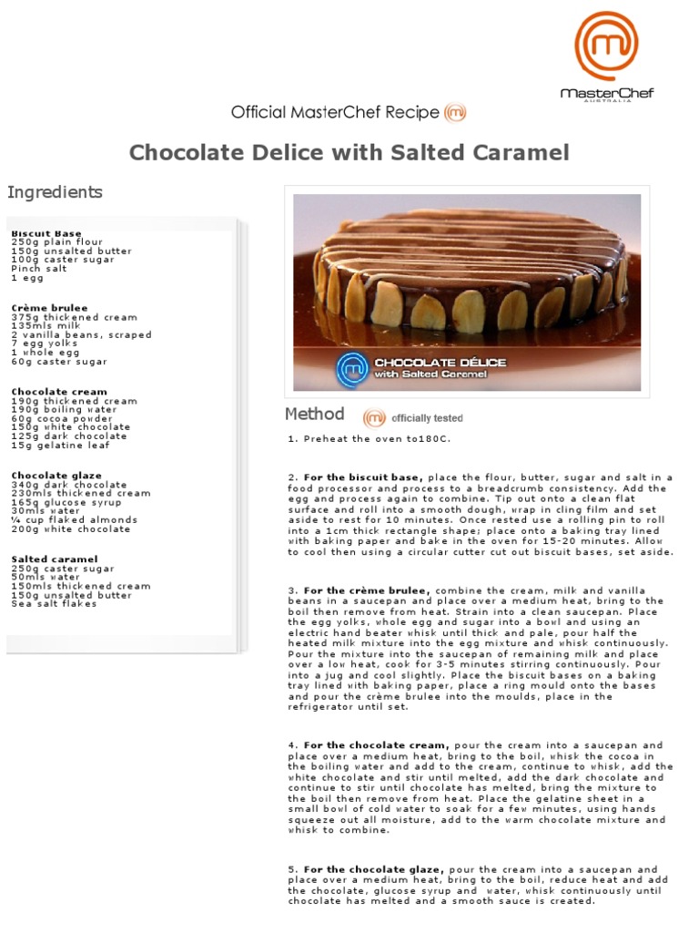Chocolate Delice with Salted Caramel Recipe | PDF | Lifestyle