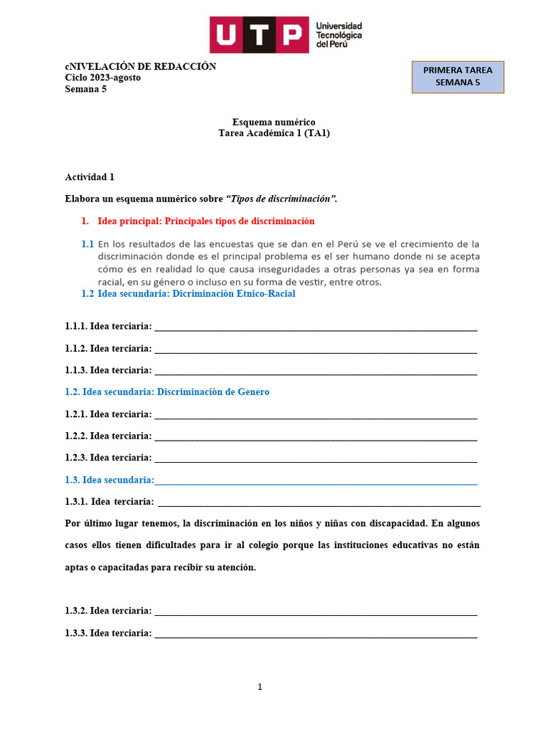Semana 05 - Plantilla de Esquema Numérico - TA1 Empesada | PDF | Informática