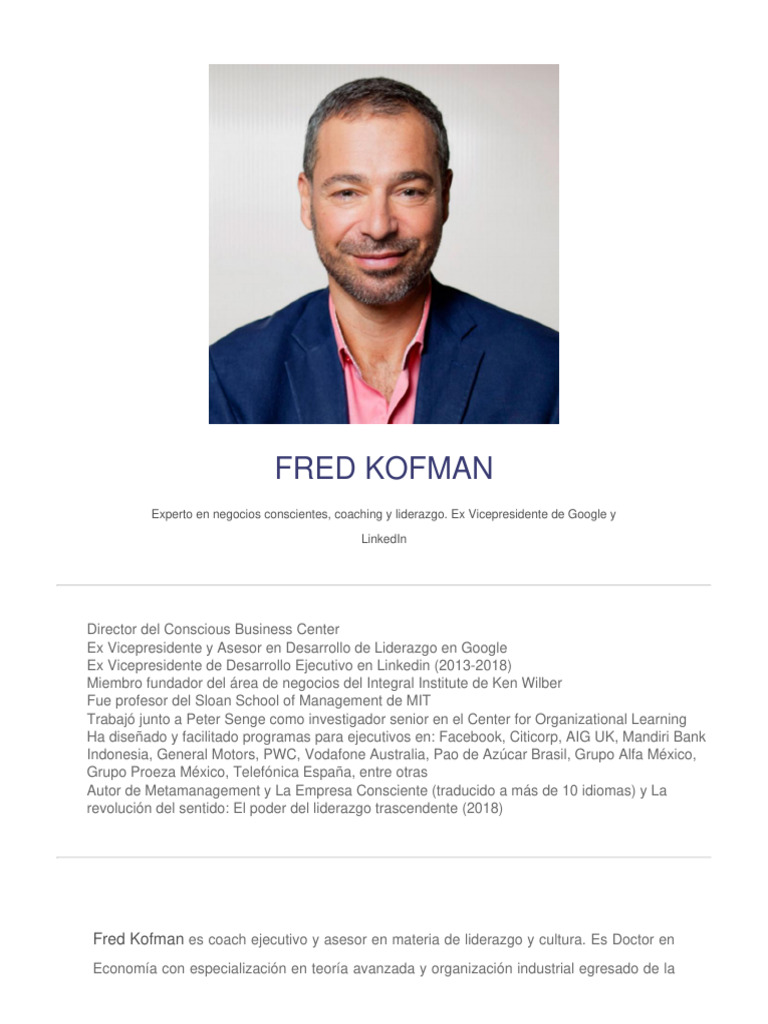 Fred Kofman: Liderazgo y Negocios Conscientes | PDF
