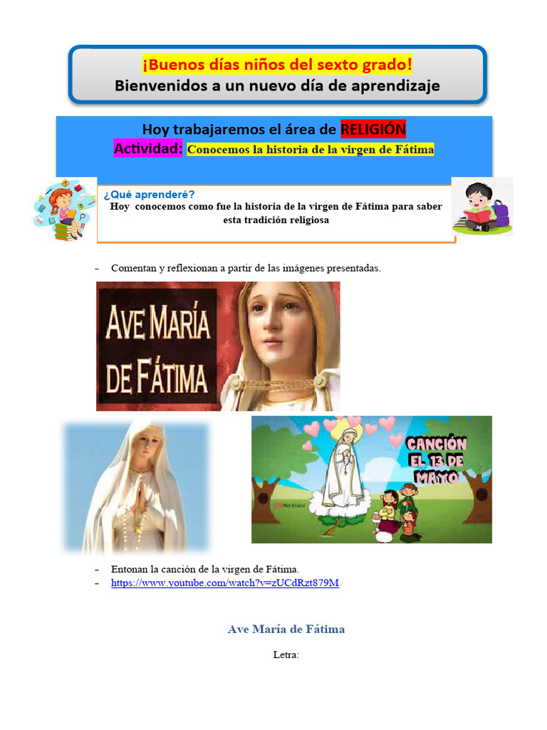 Conocemos La Historia de La Virgen de Fátima | PDF | Nuestra señora de ...