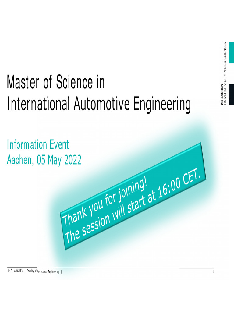 Information Session Master Aachen | PDF | Engineering | Master's Degree