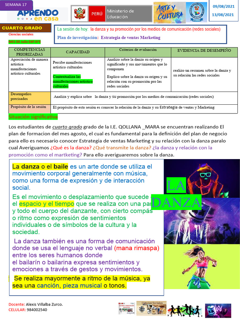 Cuarto Grado Arte Semana 17 Arte | PDF | Bailes | Cognición Cuarto Grado Arte Semana 17 Arte | PDF | Bailes | Cognición