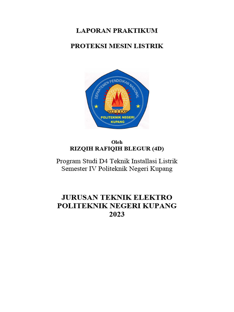 Laporan Pertama Proteksi Mesin Listrik, Rizqih Blegur | PDF