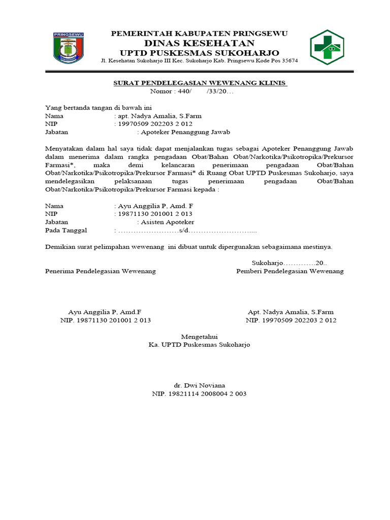 Delegasi Wewenang Apoteker | PDF