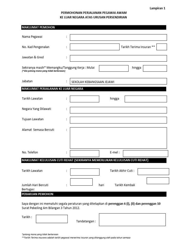 Borang Ke Luar Negara (JPN Negeri Perlis) | PDF