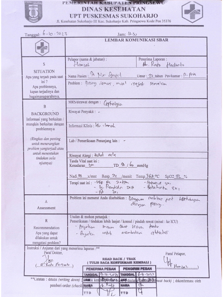 5.3.2.1 Bukti SBAR | PDF