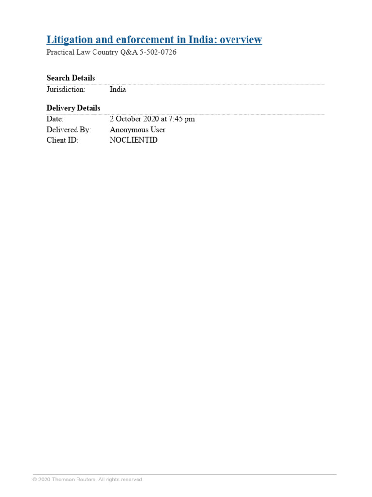 Litigation and Enforcement in India Overview | PDF | Alternative ...