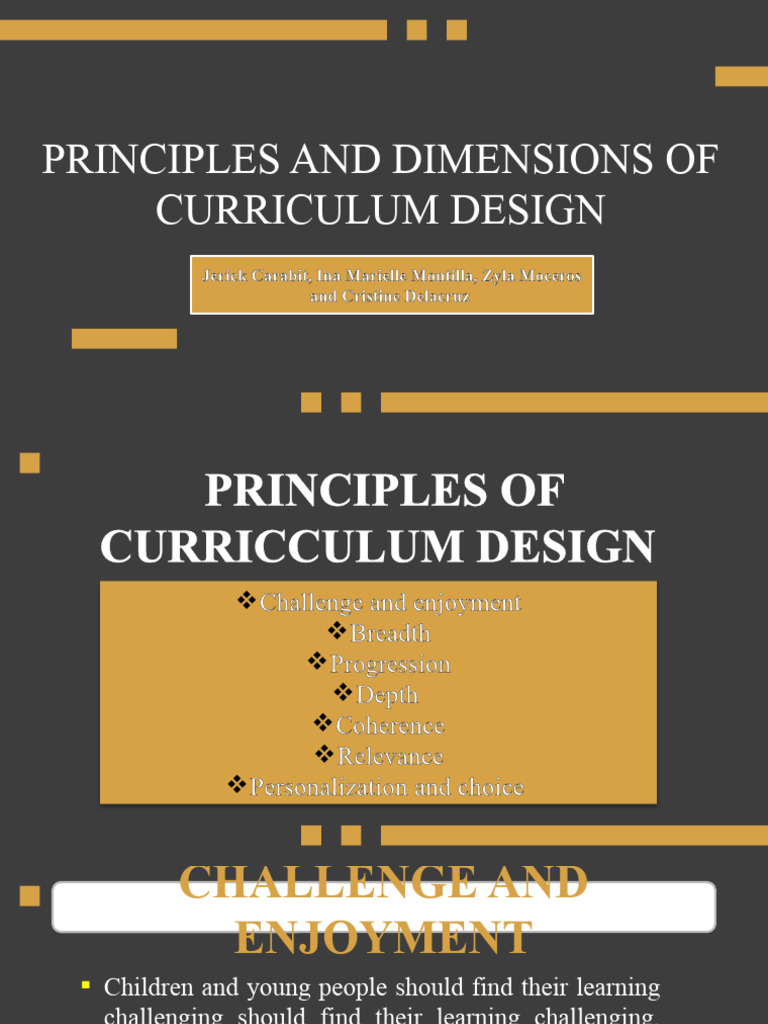 Principles and Dimensions of Curriculum Design | PDF | Curriculum ...