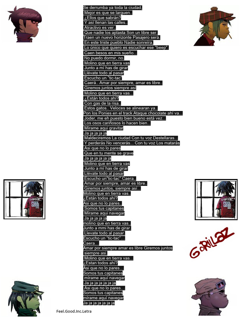Letra De Feel Good Inc Pdf