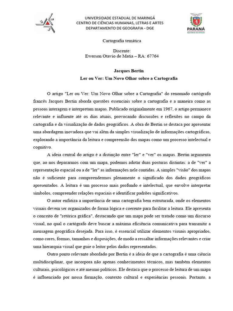 Artigo Bertin (Cartografia) | PDF | Geografia | Cartografia
