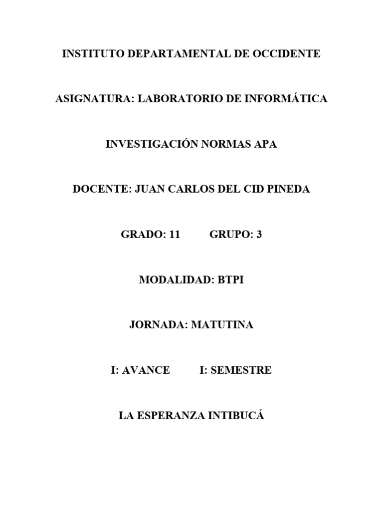 Informe Normas Apa | PDF | Estilo apa | Bibliografía