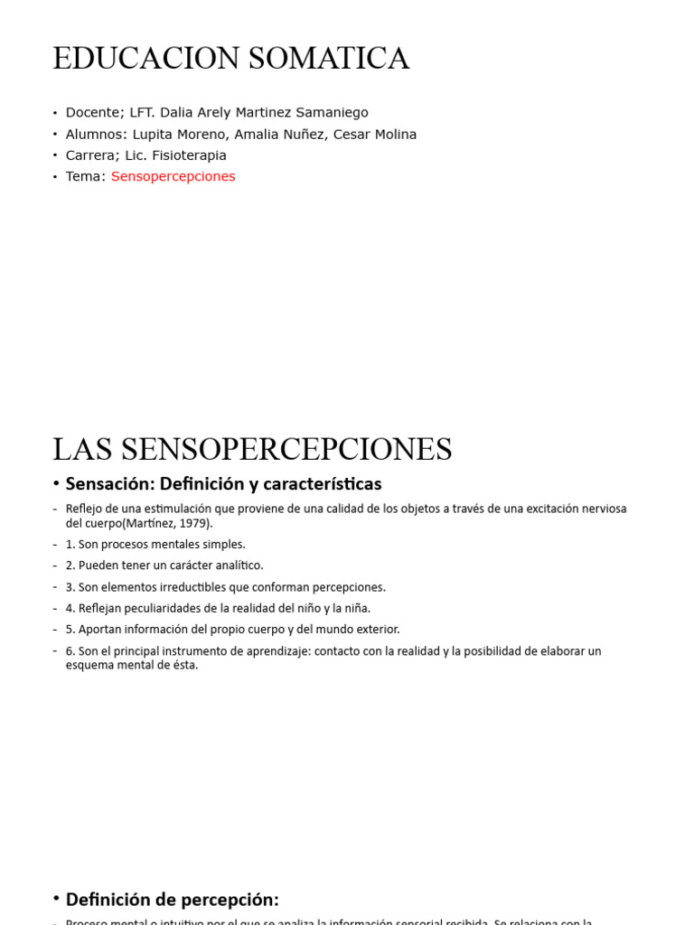 SENSOPERCEPCIONES | PDF | Percepción | Sentidos