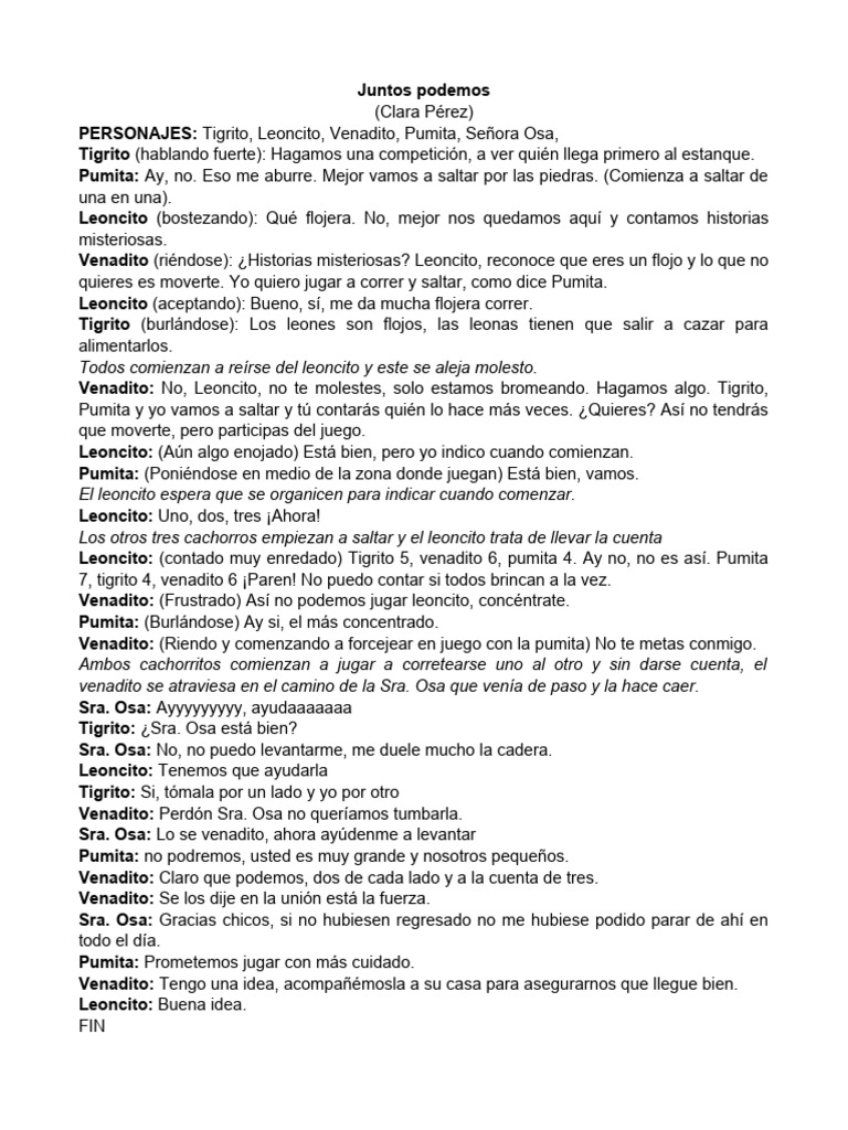 Juntos Podemos. Guion de Teatro | PDF