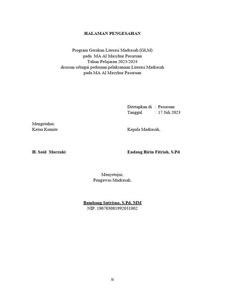 Lembar Pengesahan GLM | PDF