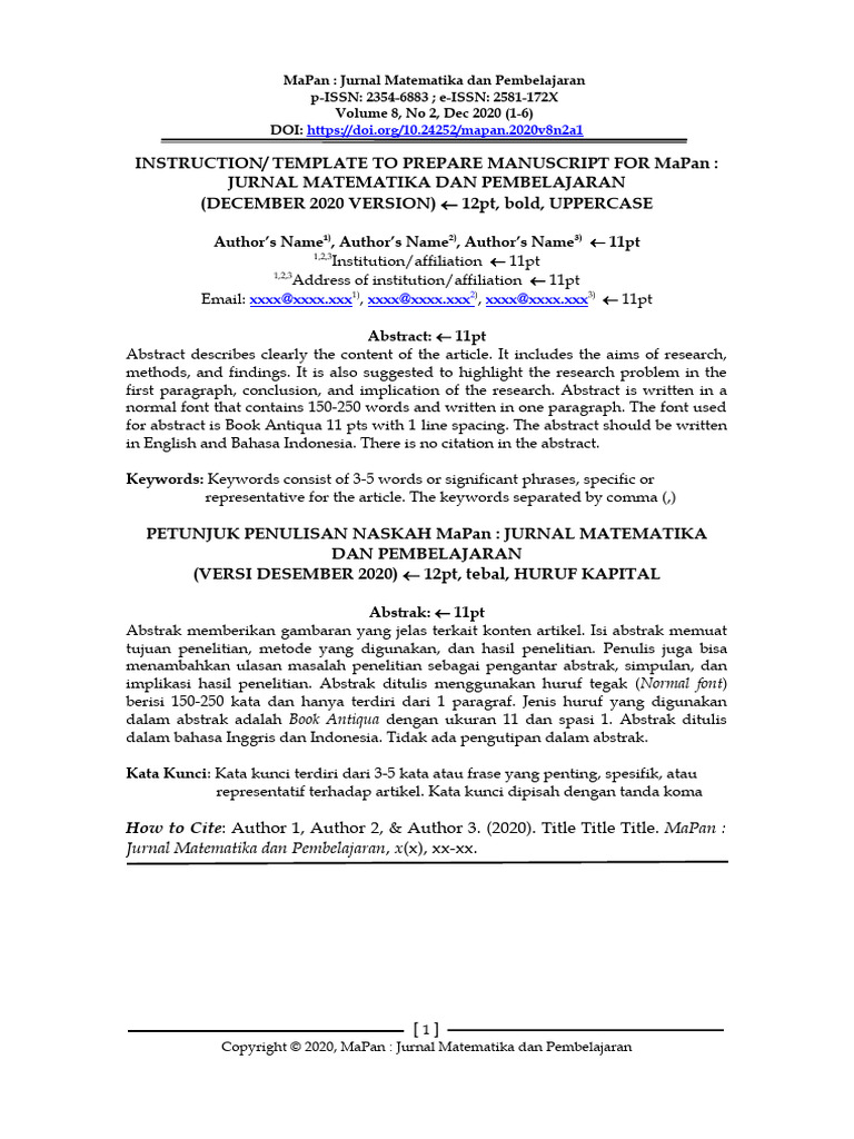 Template Jurnal MaPan - English | PDF