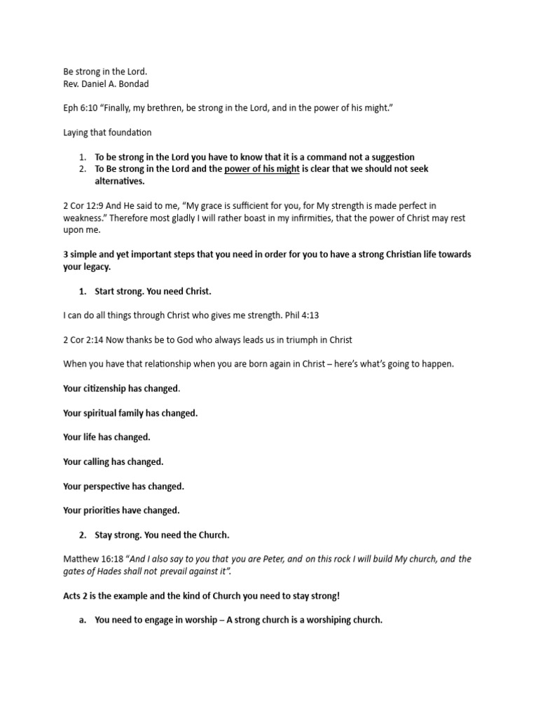 Be Strong in The Lord Notes 2 | PDF | Jesus | Born Again