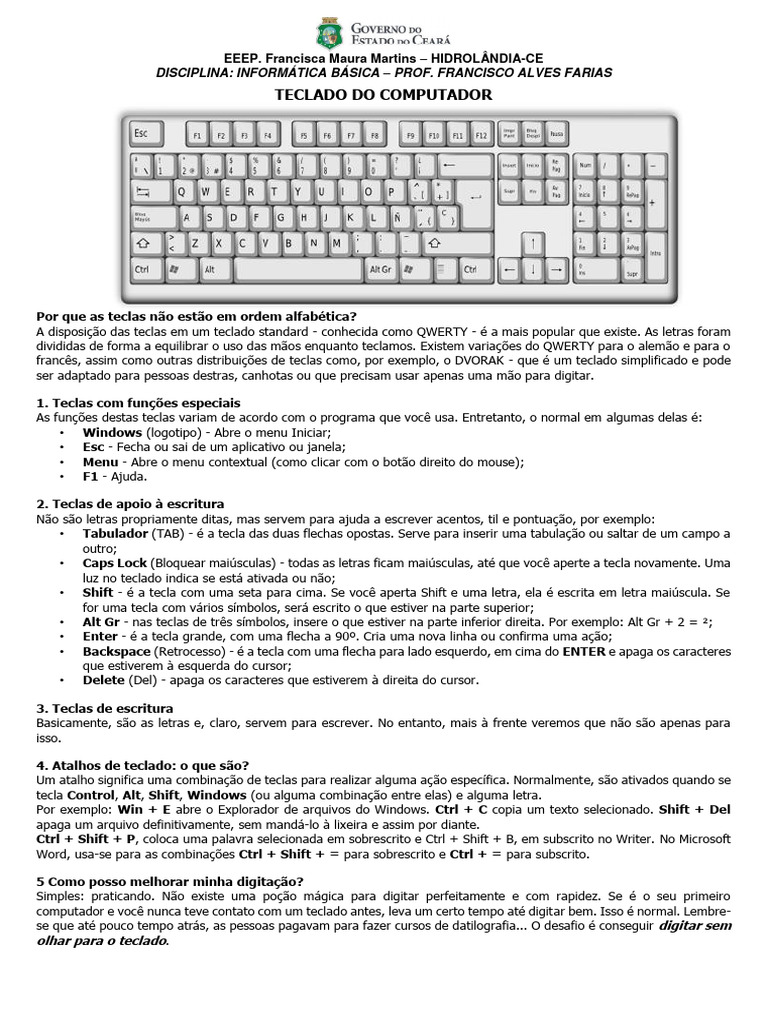 Teclado Do Computador | PDF | Teclado de computador | Botão Ctrl