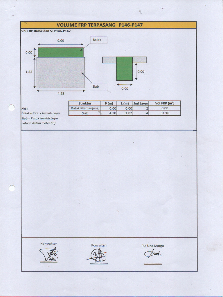 Rekap Data Volume FRP Project Cadas Pangeran (7551.81) | PDF