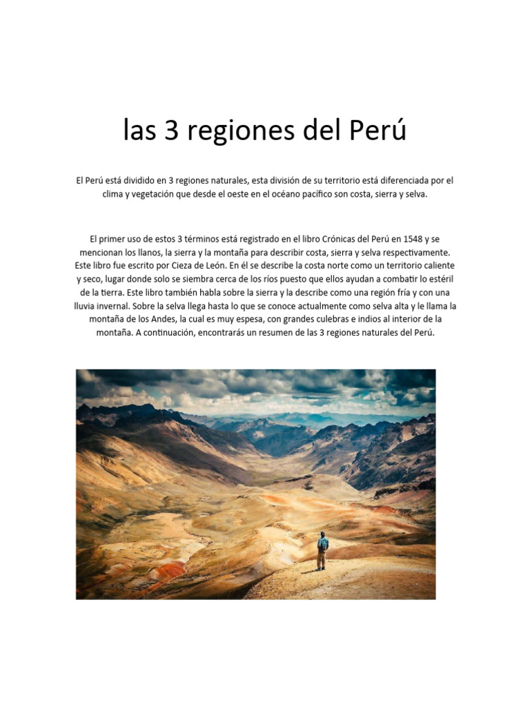 Las 3 Regiones Del Perú | PDF | Perú | Selva