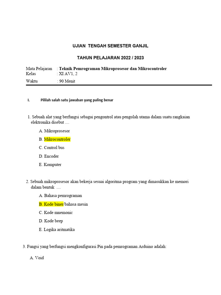 Ujian Teknik Pemrograman Kelas XI | PDF