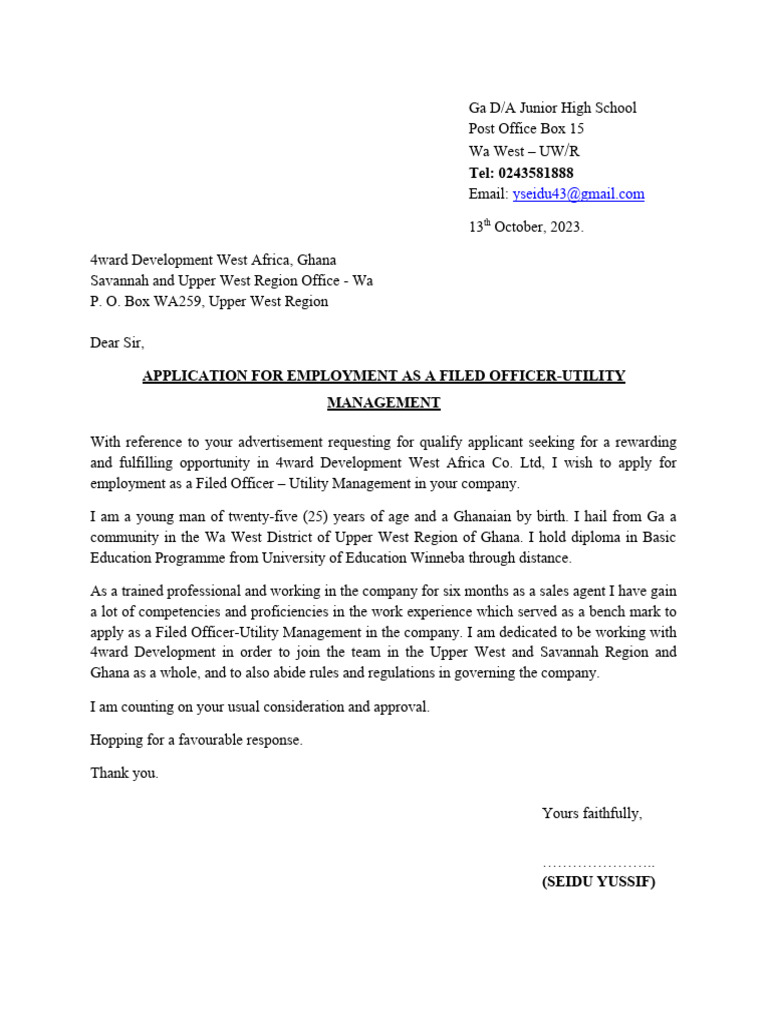 Application for Field Officer Position | PDF