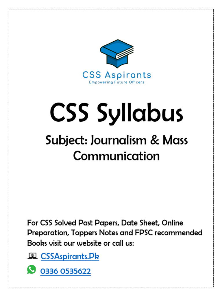 Journalism Mass Communication CSS Syllabus | PDF | History