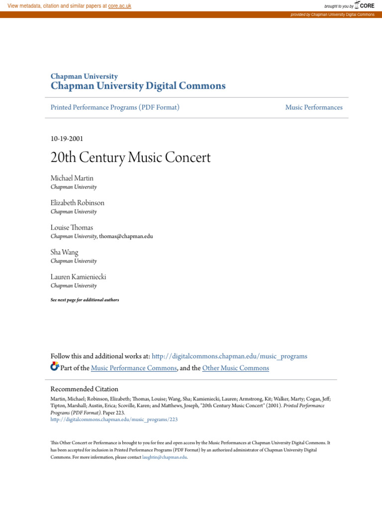 20th Century Music Concert | PDF