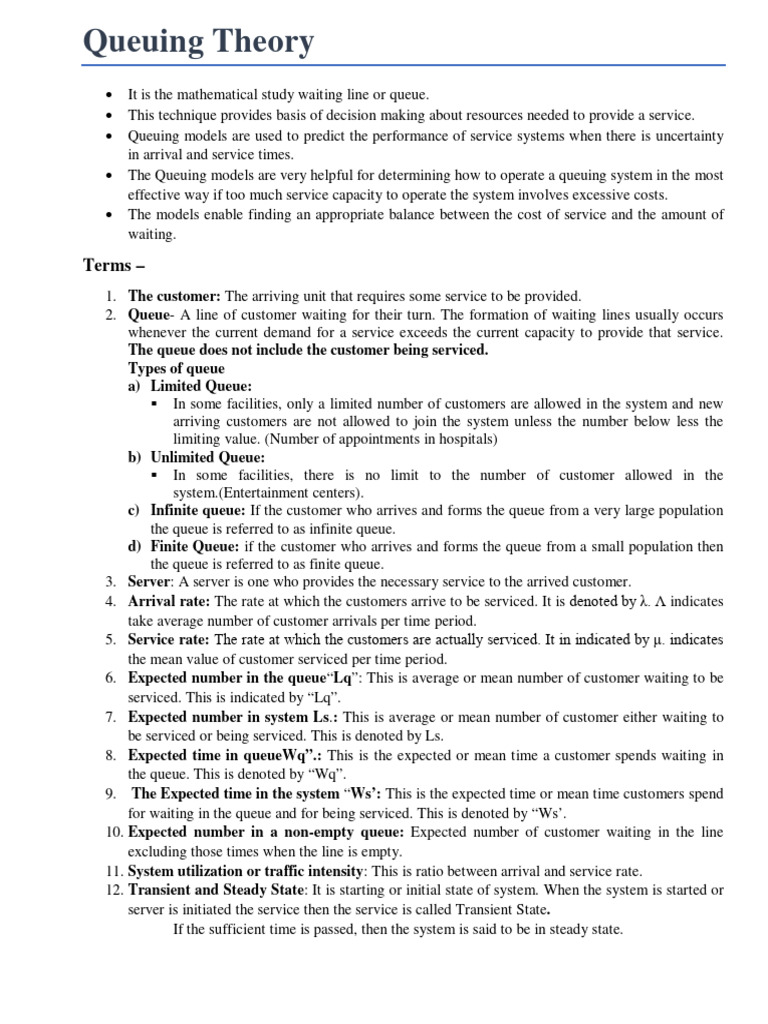 Queuing Theory | Download Free PDF | Applied Mathematics