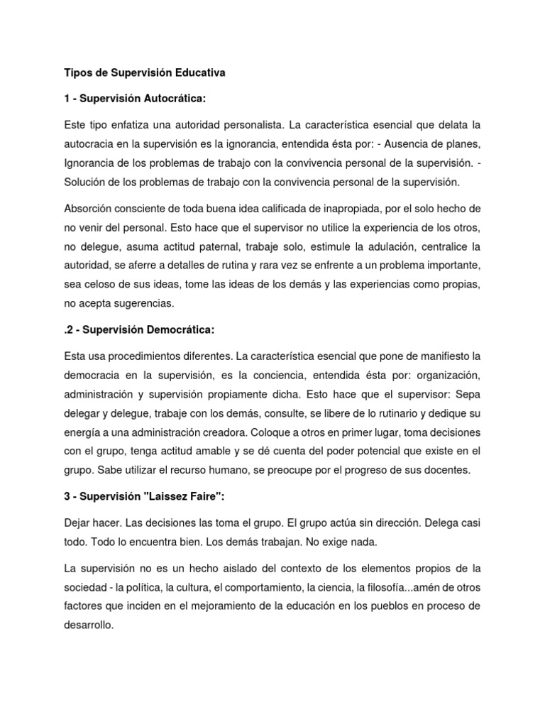 Tipos de Supervisión Educativa | PDF | Enseñando | Democracia
