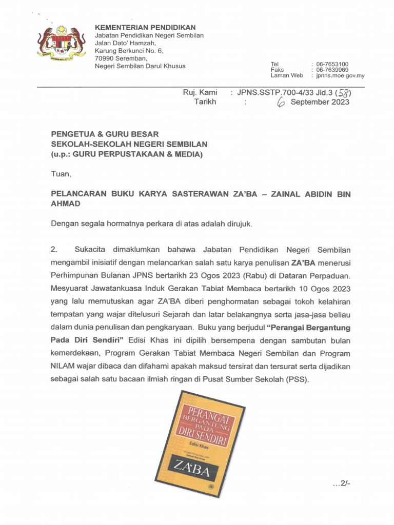 Surat Pelancaran Buku Zaba | PDF