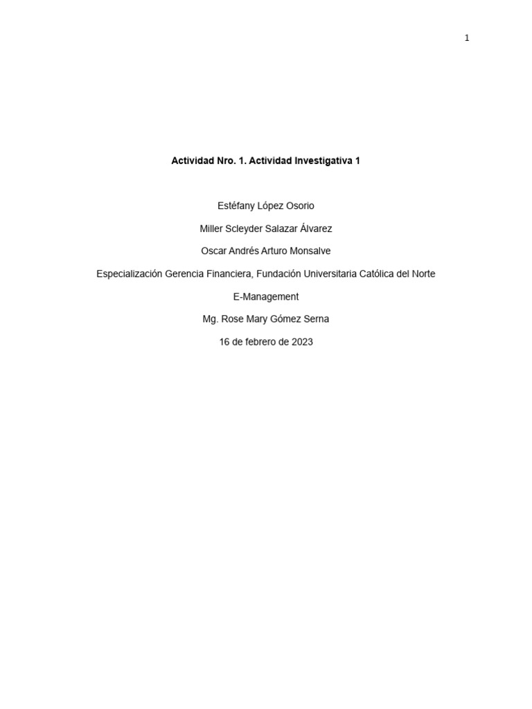 Act 1 E-Management | PDF | Business | Calidad (comercial)