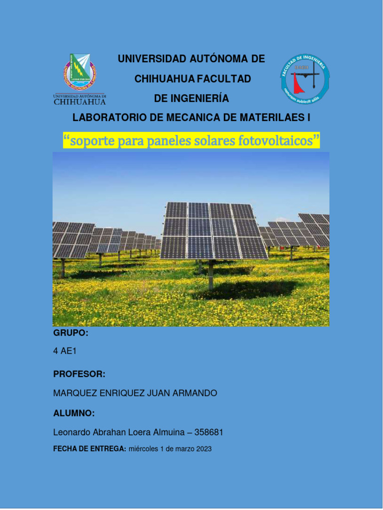 Mecanica de Materiales Proyecto | PDF | Energía solar | Energía renovable