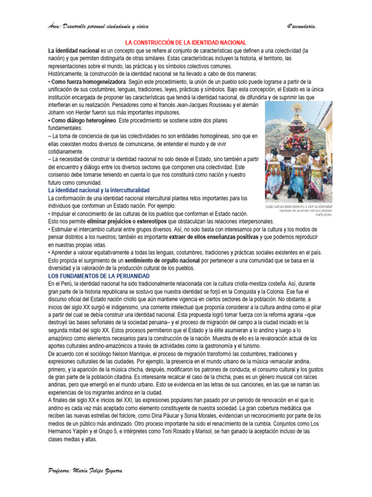 Construcción de la Identidad Nacional | PDF | Nación | Perú