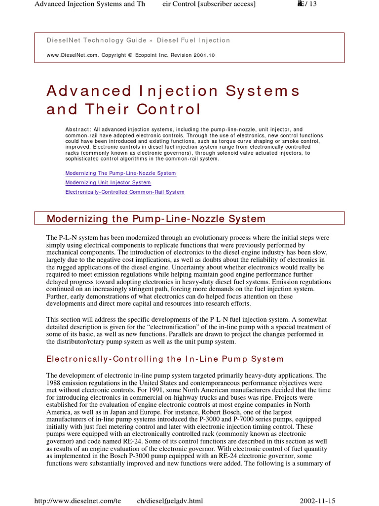 Advanced Injection Systems and Their Control9 | PDF | Fuel Injection ...