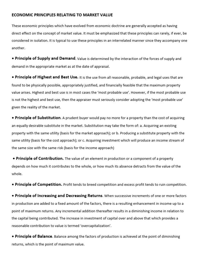 Economic Principles of Market Value | PDF | Market Value | Market ...