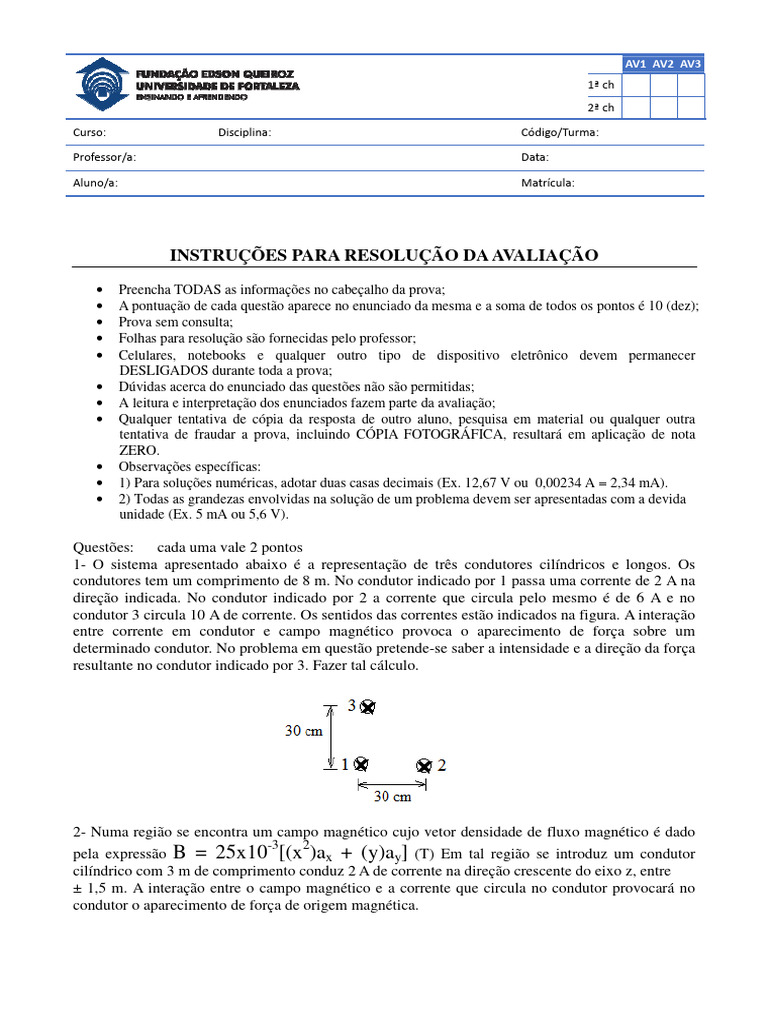Gabarito-T927-25-Avaliacao-AV2-Eletromagnetismo Aplicado-201 | PDF