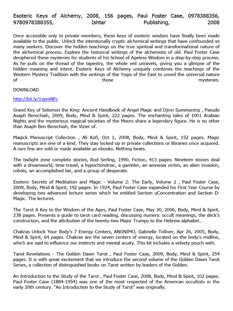 Esoteric Keys of Alchemy | PDF