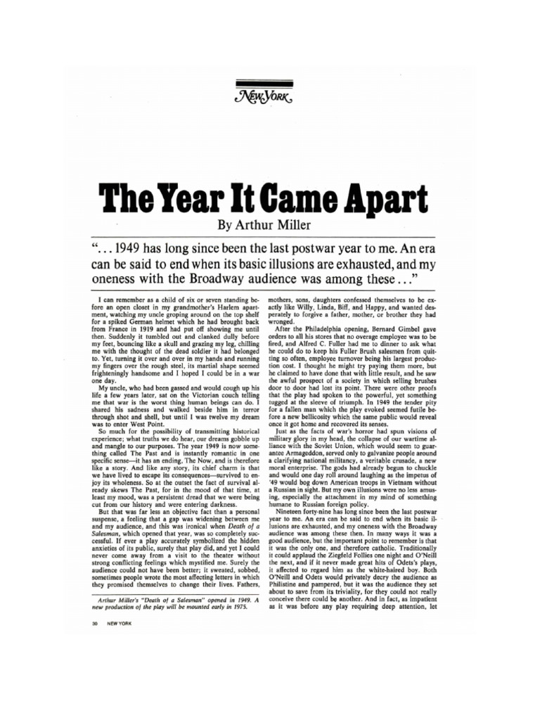Arthur Miller - The Year It Came Apart | PDF
