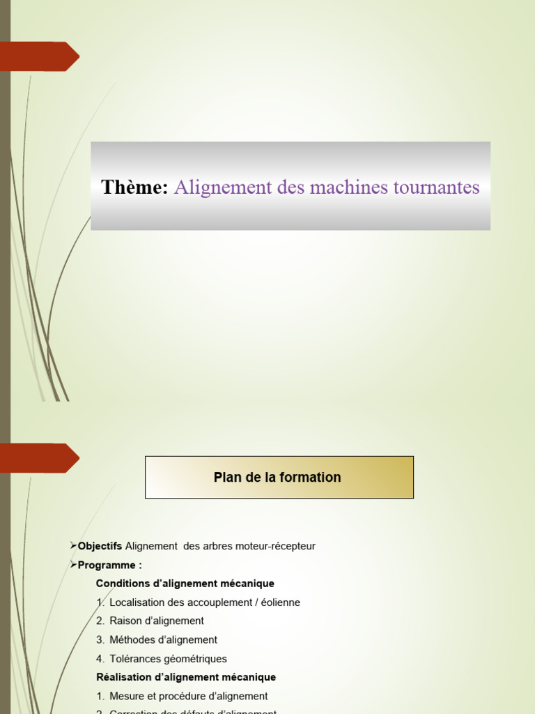 Alignement des Machines Tournantes | PDF | Palier (mécanique) | Rotation