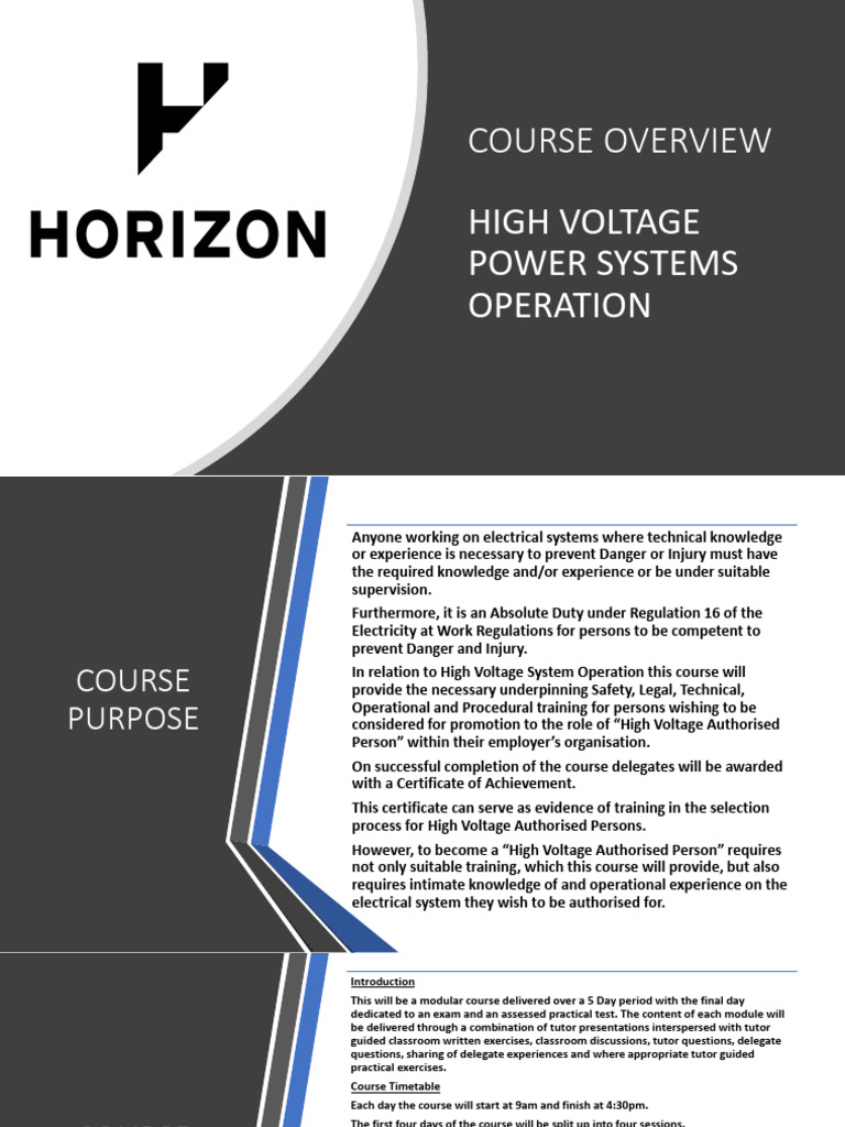 Horizon HV Course Presentation Course Overview Master | PDF ...