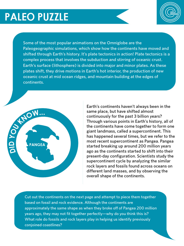 Pangea Puzzle | PDF | Plate Tectonics | Continent